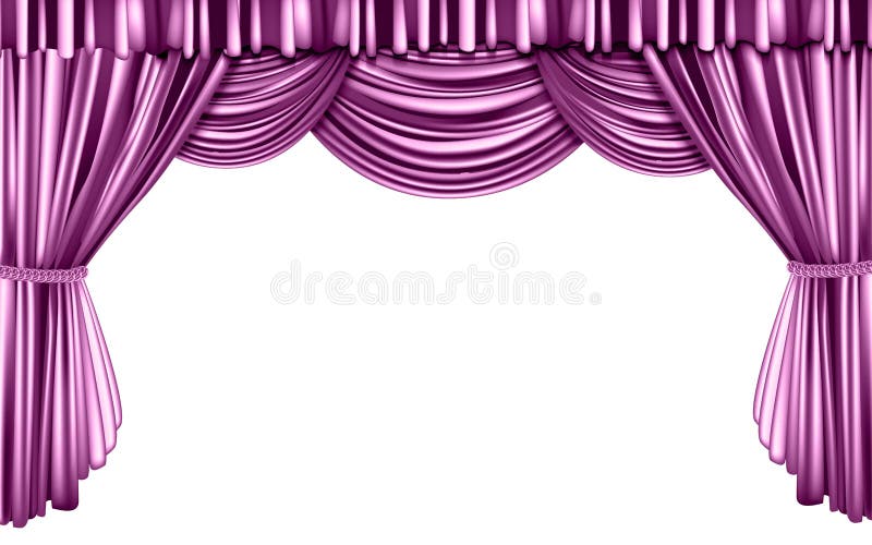 Pink Curtain Isolated on a White Background - Design Element Banner ...