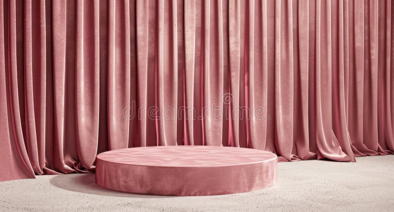 Pink Curtained Room with Round Table Stock Image - Image of decor ...