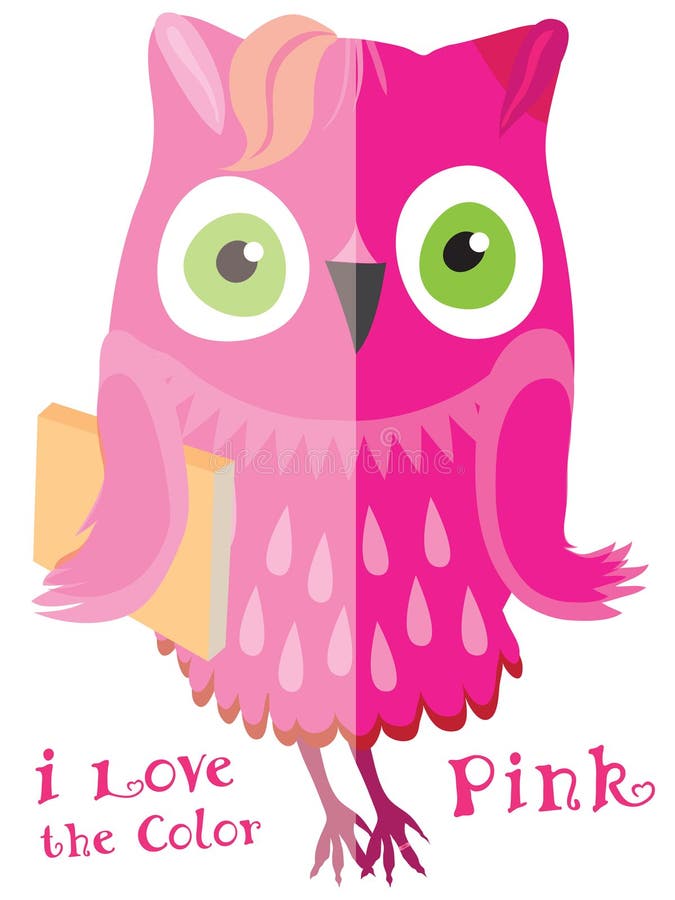 Pink cute cartoon owl. stock vector. Illustration of icon - 100722013