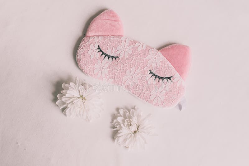 Pink Cute Cat Eye Mask on a White Background Stock Photo - Image of ...
