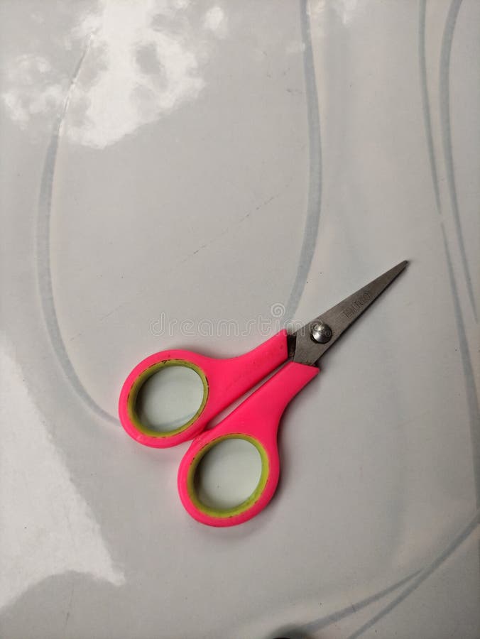 Pink Cute Children& X27;s Paper Scissors Editorial Photography - Image ...