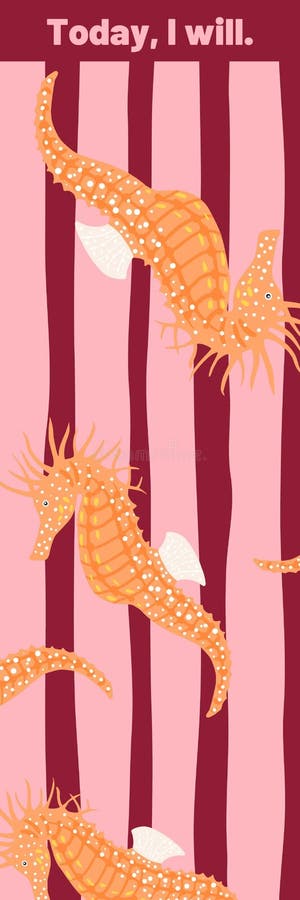 Pink Cute Horse Sea Bookmarks Stock Illustration - Illustration of ...