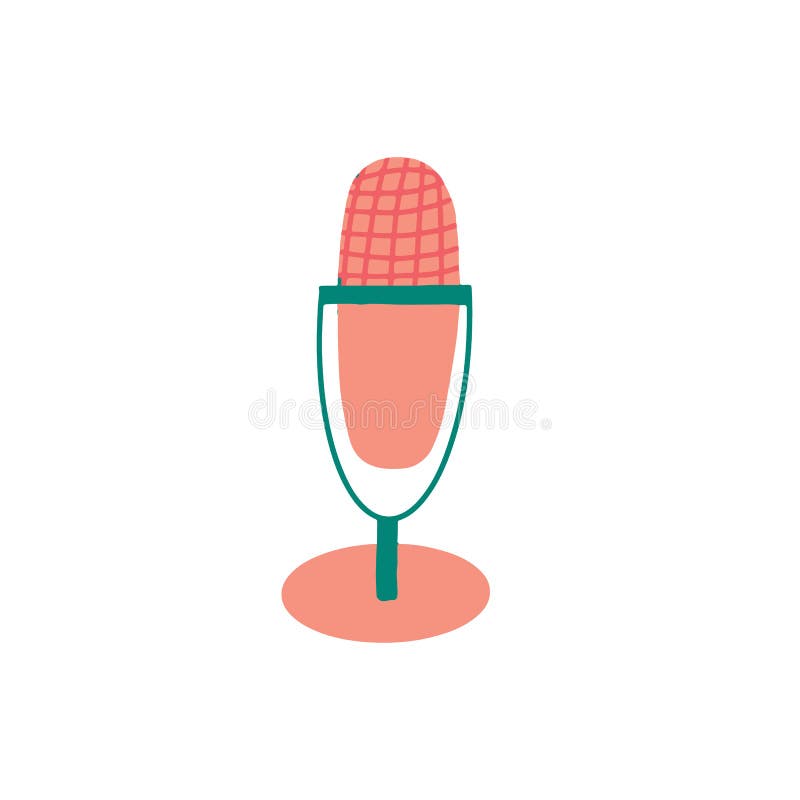 Pink Cute Podcast Microphone Equipment Icon Cartoon Style Stock Vector ...