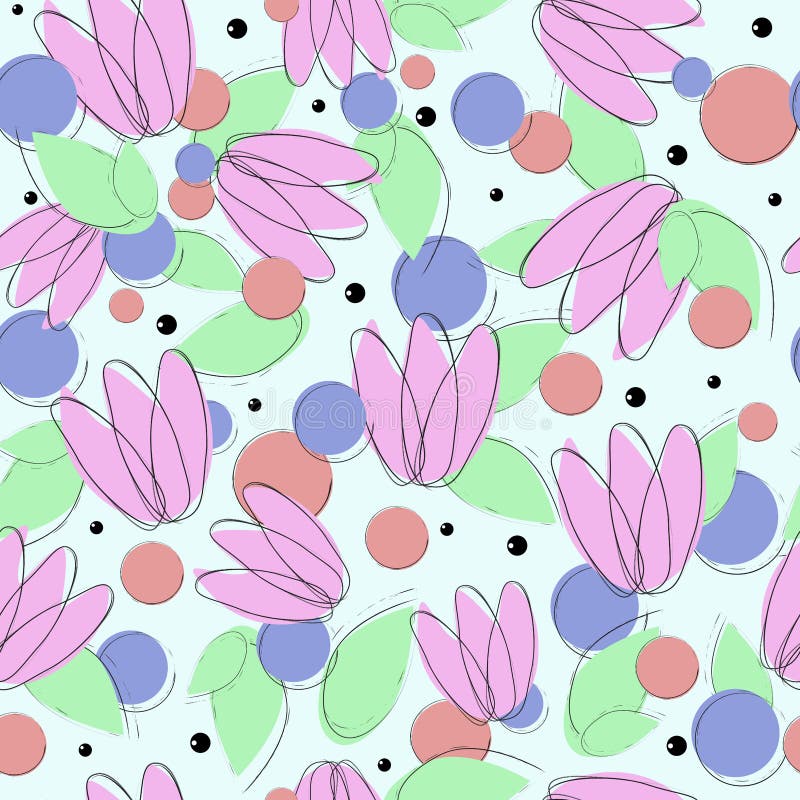 Pink Cute Simple Spring Flowers. Vector Seamless Pattern Stock Vector ...