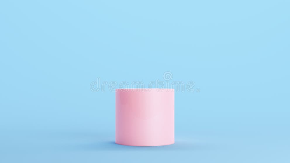 Pink Cylinder Geometric Shape Solid Round Structure Kitsch Blue ...