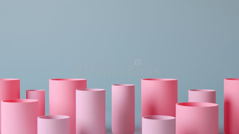 Pink Cylinders on Blue Background Stock Illustration - Illustration of ...