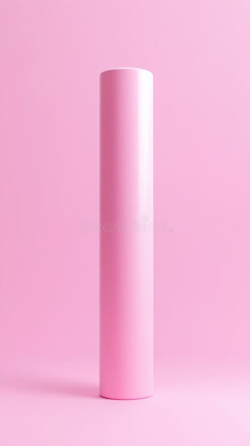 Pink Cylindrical Object on a Pink Background, Minimalistic Studio Shot ...