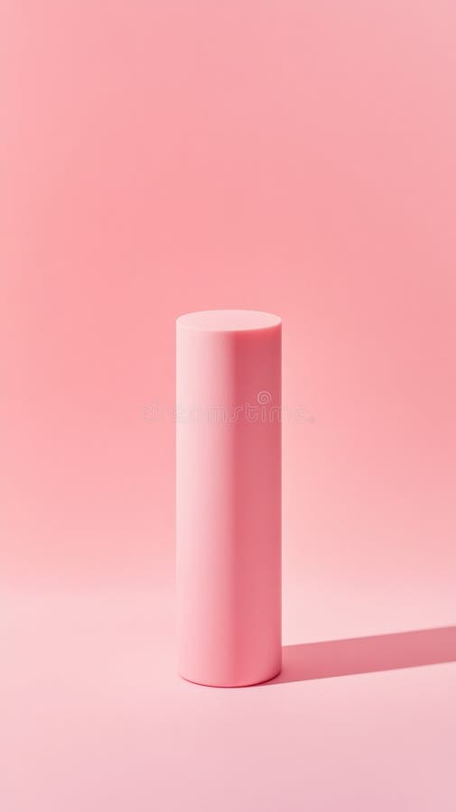 Pink Cylindrical Object on Pink Background, Studio Shot. Minimalist ...