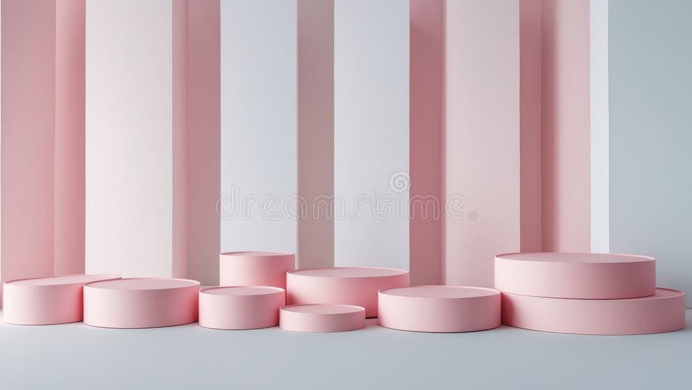 Pink Cylindrical Platforms and Vertical Column Background Stock Image ...