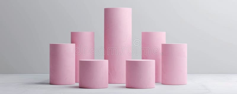 Pink Cylindrical Shapes on a White Background Stock Illustration ...