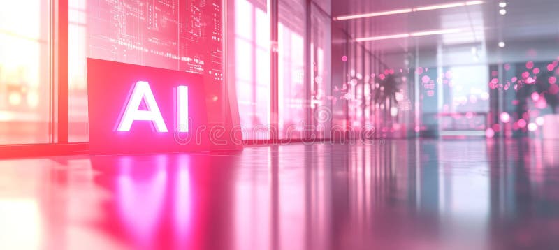 Pink 3D AI Letters with Futuristic Reflection, Concept of Artificial ...