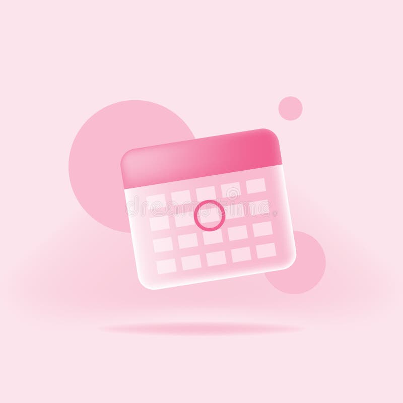 Pink 3d Calendar Grid with Circle Marked Days, Countdown Days Concept ...