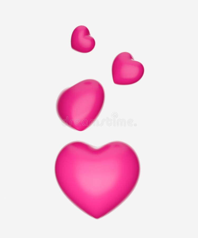 Pink 3d Hearts Flying Hearts Spring 3d Illustration Stock Illustration ...