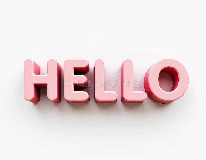 Pink 3D Letters Spelling HELLO on a White Background. Stock ...