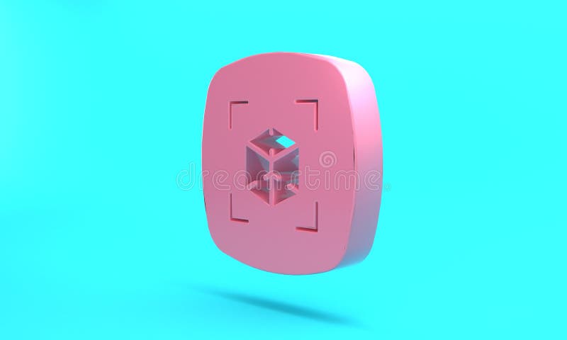 Pink 3d Modeling Icon Isolated on Turquoise Blue Background. Augmented ...