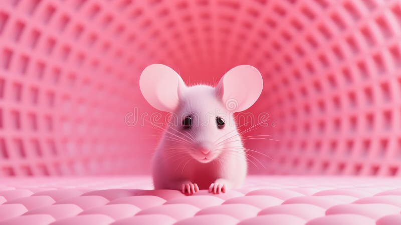 Pink 3d Mouse in Front of a Pink Pattern Background Stock Photo - Image ...