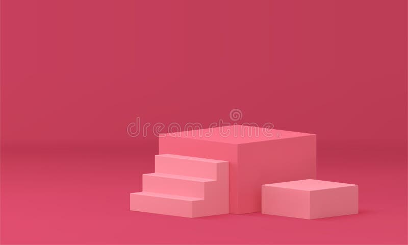 Pink 3d Pedestal Geometric Box with Staircase Steps Construction for ...