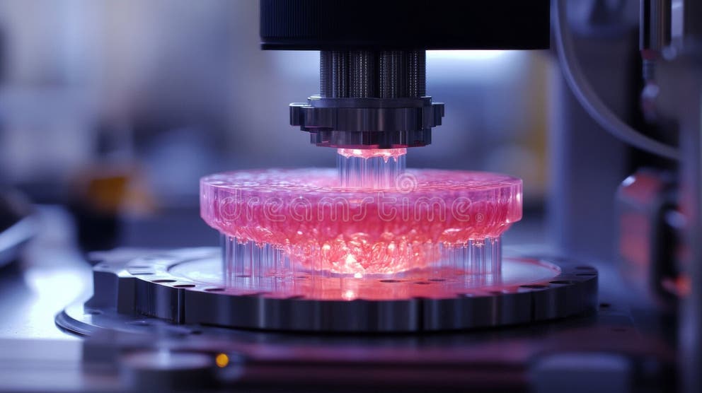 Pink 3D Printed Object Undergoing Precision Manufacturing Process Stock ...