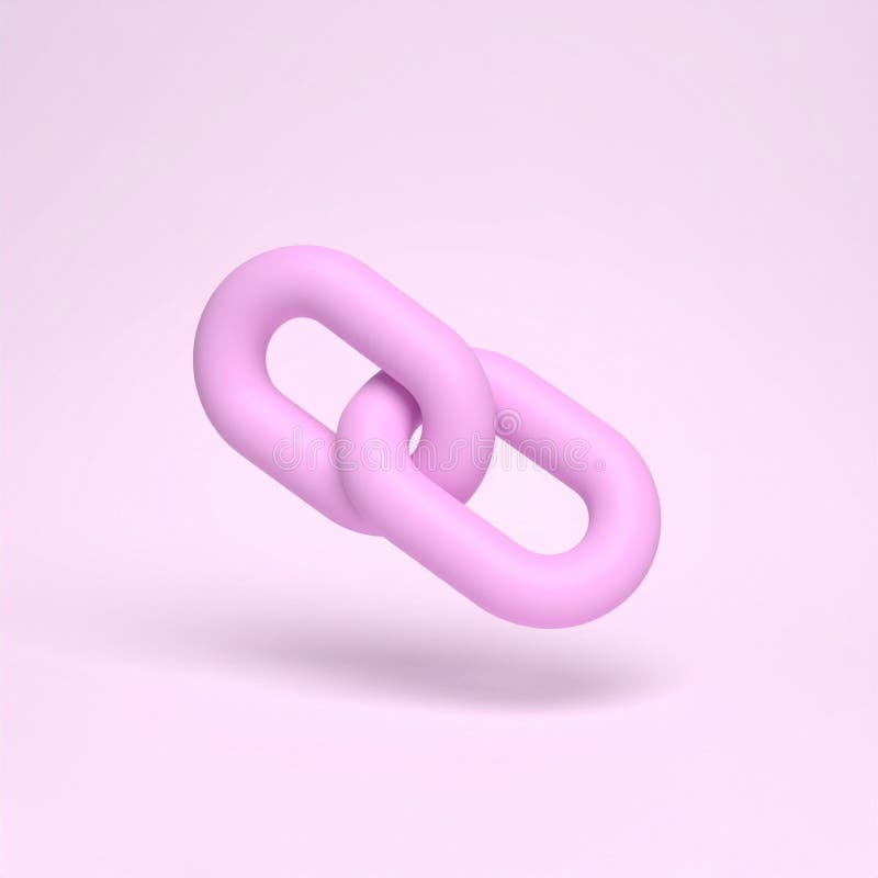 Pink 3D Rendered Interlinked Chain Links on Pastel Background Stock ...