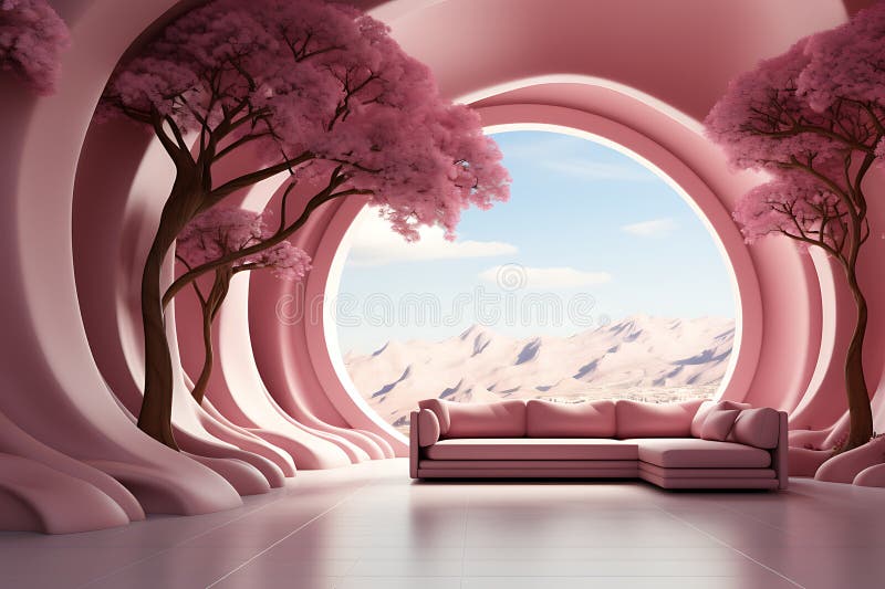 Pink 3D room Background stock illustration. Illustration of soft ...