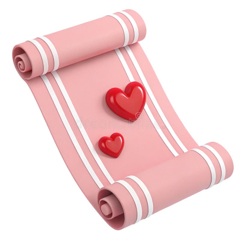 Pink 3D Scroll with Heart Design Stock Illustration - Illustration of ...