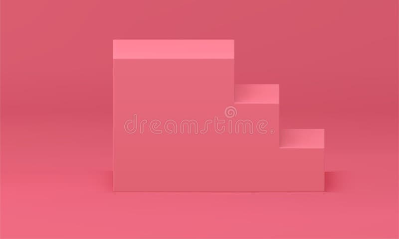 3d Red Stairway Geometric Podium Basic Foundation Steps Level Award ...