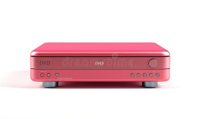 Pink D V D Player D V E3 with Buttons and Silver Feet on White ...