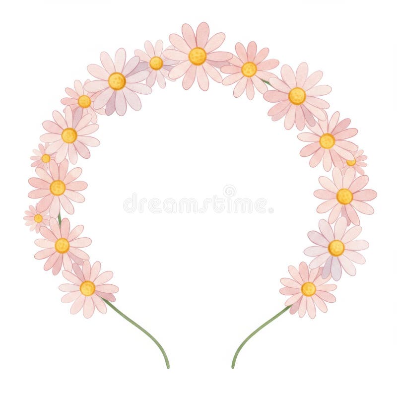 Pink Daisy Flower Crown Watercolor Headband Stock Illustration ...