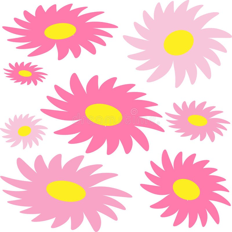 Pink Daisy Flowers. Vector Design of Seamless Patterns for Fabrics ...