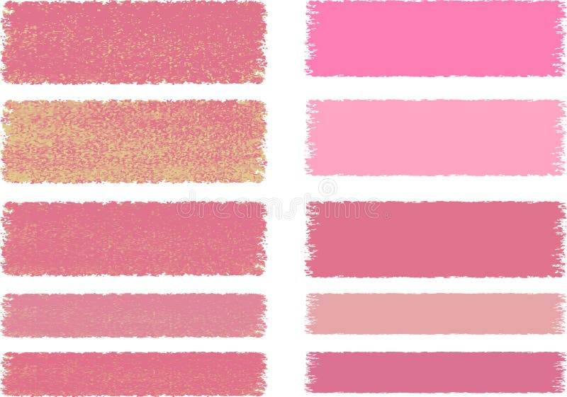 Pink Dark Old Rose Color Palette Highlighter Brush Stroke Set Vector ...