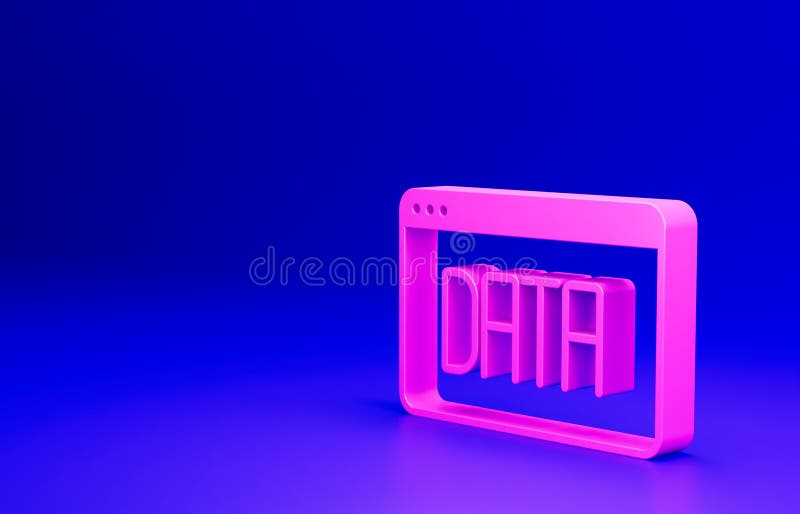 Pink Data Analysis Icon Isolated on Blue Background. Business Data ...