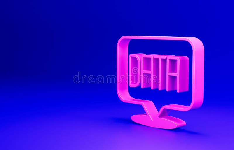 Pink Data Analysis Icon Isolated on Blue Background. Business Data ...