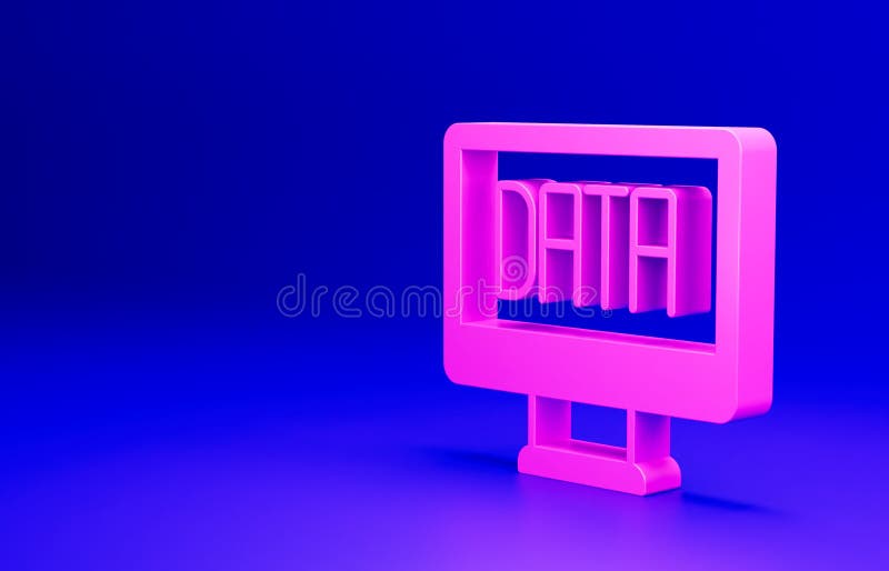 Pink Data Analysis Icon Isolated on Blue Background. Business Data ...