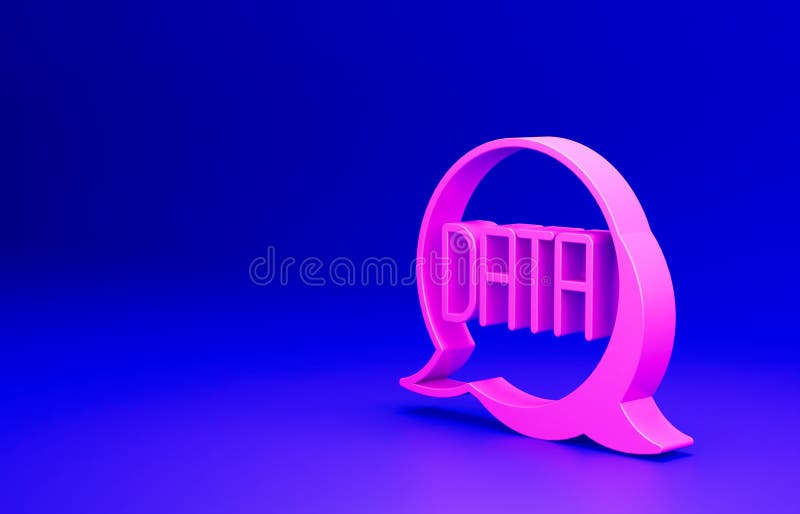 Pink Data Analysis Icon Isolated on Blue Background. Business Data ...