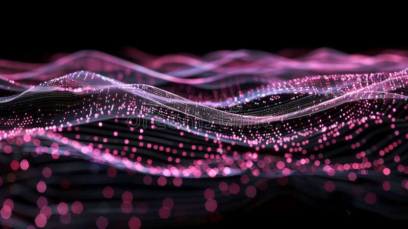 Pink Data Stream Abstract Background. Tech Visualization, Network ...