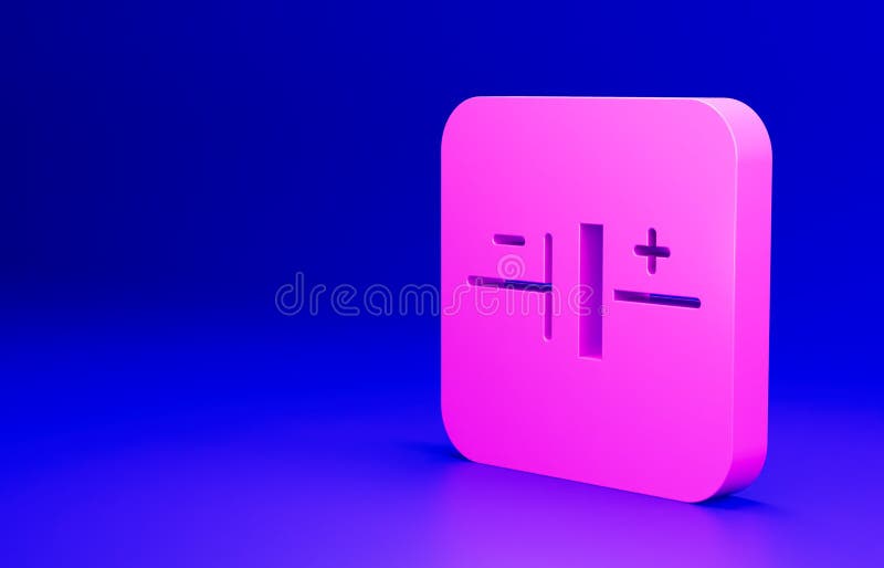 Pink DC Voltage Source Icon Isolated on Blue Background. Minimalism ...