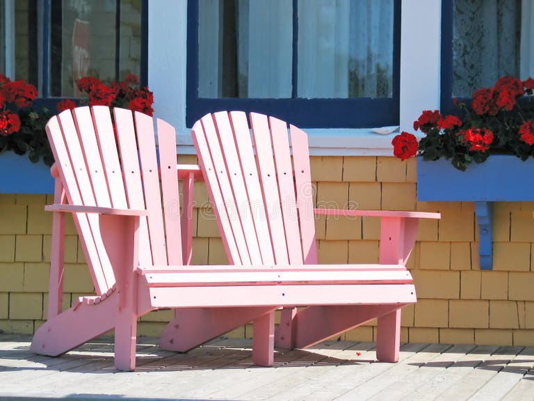 Pink Deck Chairs stock photo. Image of chair, patio, gardening - 588210