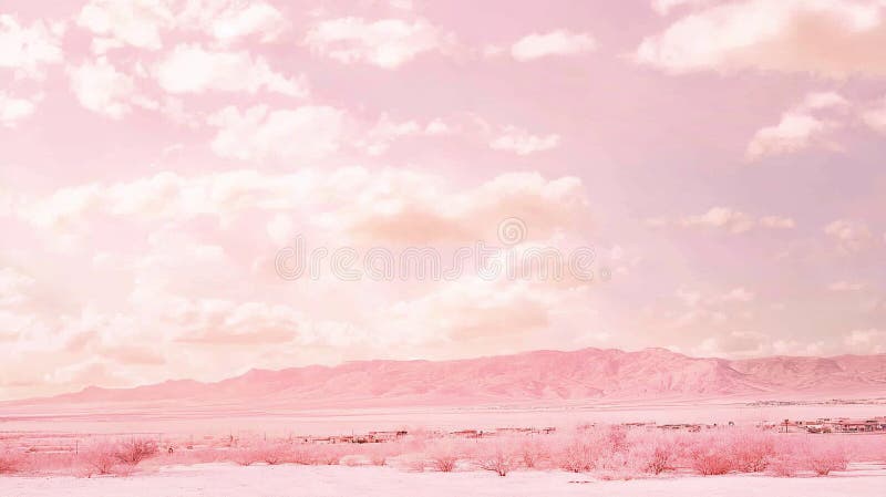 Pink Desert Sunrise, Mountains, Clouds, Peaceful Landscape, Design ...