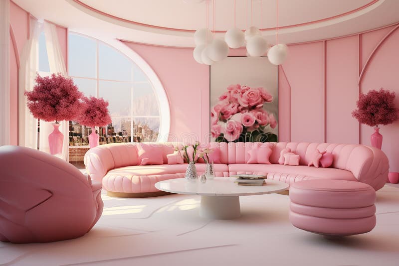 Pink design room stock illustration. Illustration of comfort - 288162205