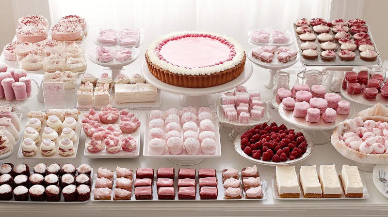 Pink Dessert Buffet Table, Wedding Pastries, Sweets, Studio Stock Image ...