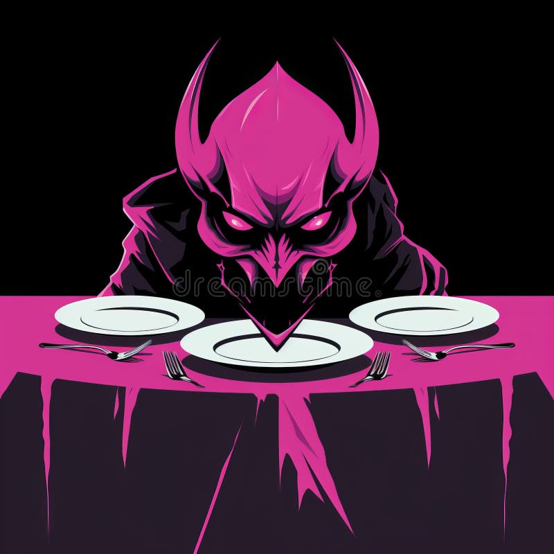 Pink Devil: a Dark Table Setting with Ominous Editorial Illustrations ...