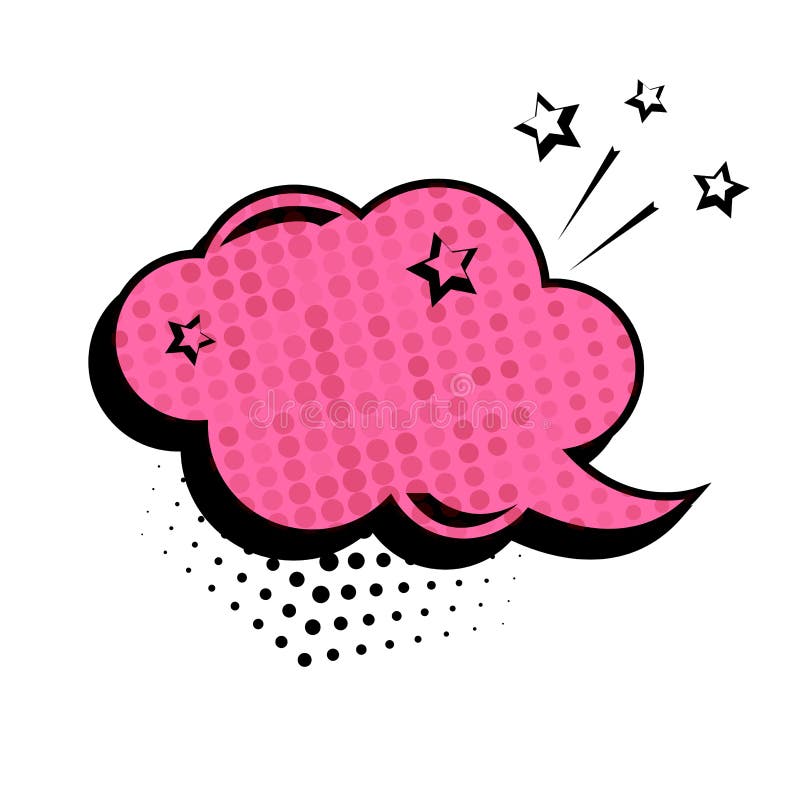Pink Dialog Box, Banner Set. Colored Empty Cloud with Dots and Stars ...