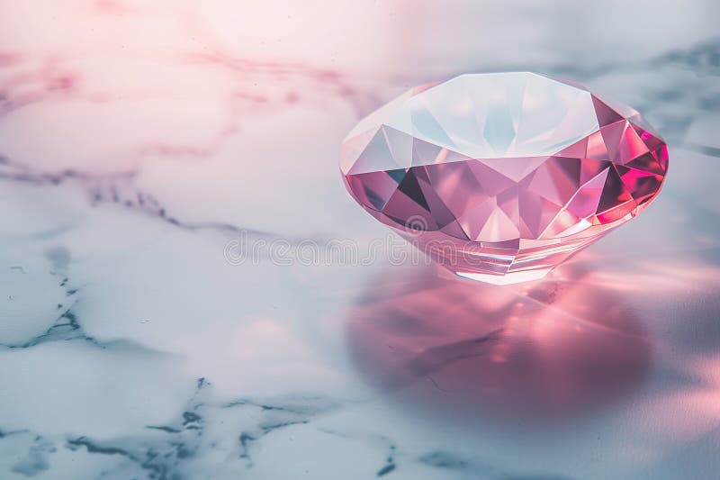 Pink Diamond on Marble, Lit by Soft Light, Highlighting Intricate ...
