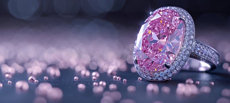 Pink Diamond Ring with Ethereal Pink Hue and Rainbow Reflections ...