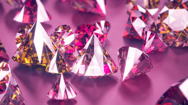 Pink Diamonds 3D Render Illustration Stock Illustration - Illustration ...