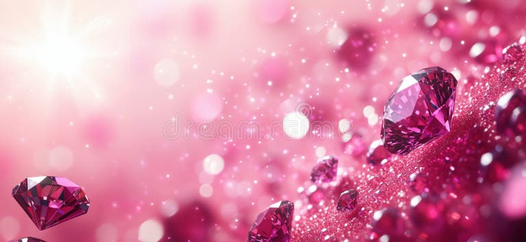 Pink Diamonds Sparkling on Glittery Background with Soft Light Effects ...