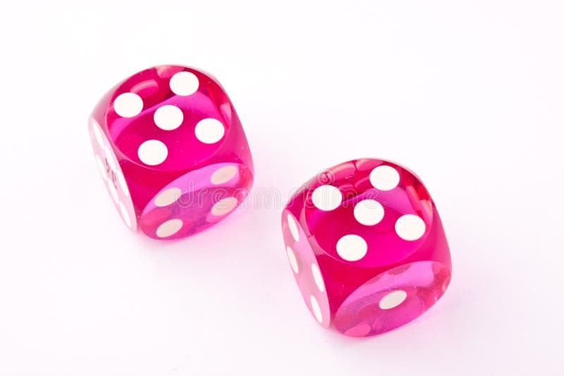Pink Dice Isolated On Pure White. Stock Image - Image of green, number ...
