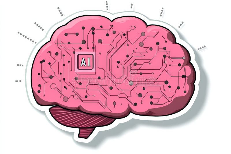 Pink Digital Brain Embedded AI Microchip Glowing Neural Patterns ...