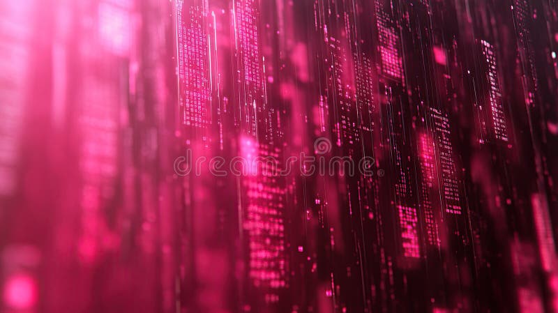 Pink Digital Data Stream Falling, Futuristic Background, Tech ...