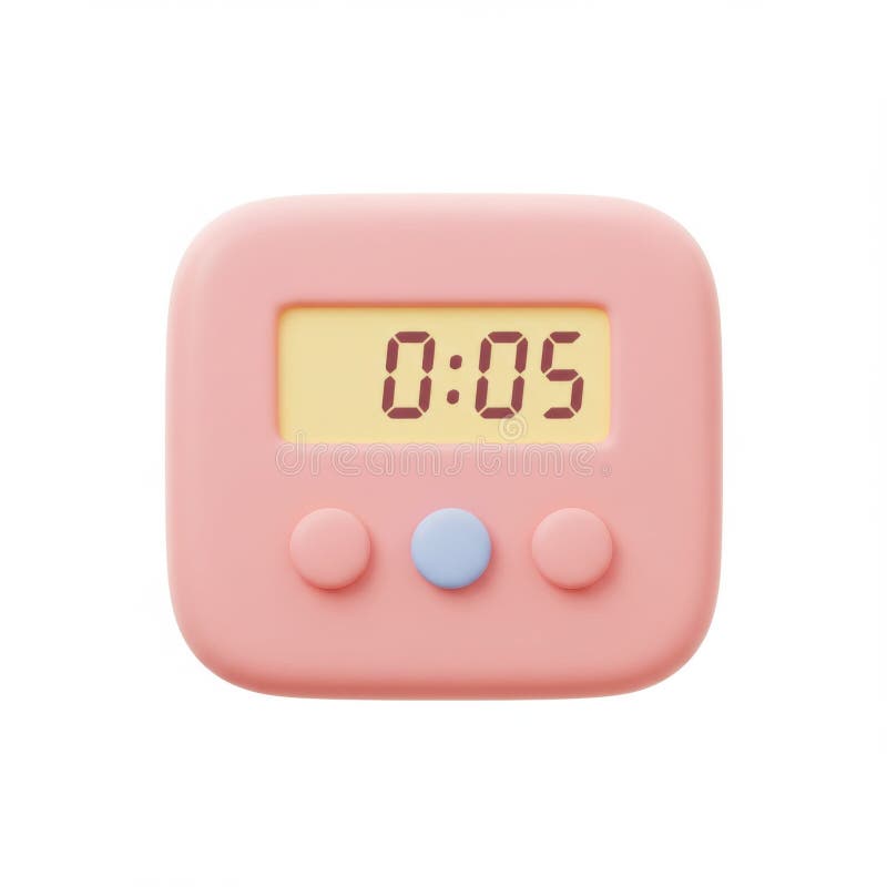 Pink Digital Kitchen Timer on White Background Stock Illustration ...